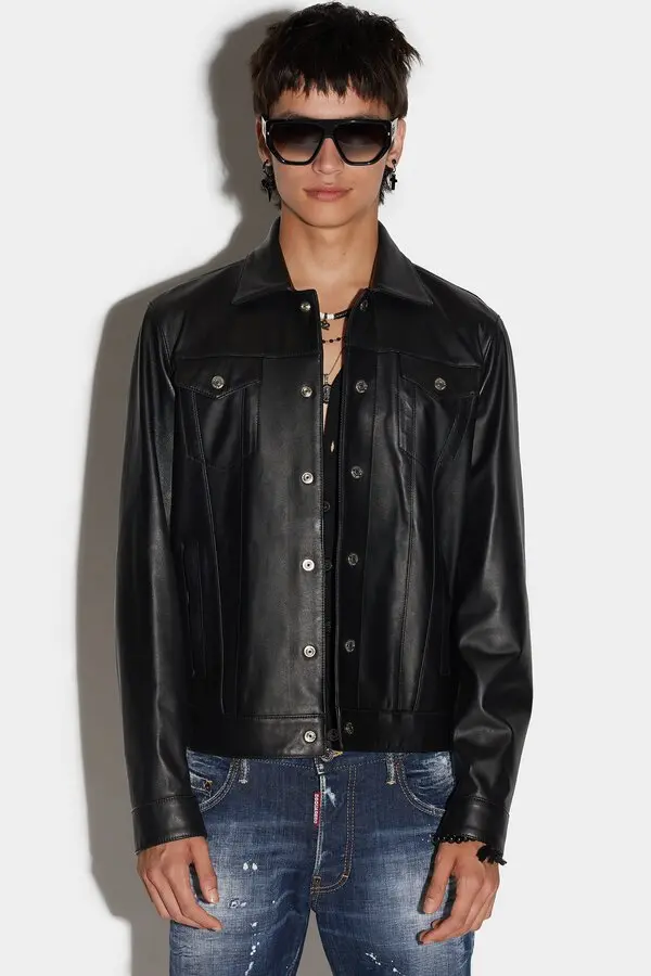 Dsquared2 Leather Dan Jean Jacket