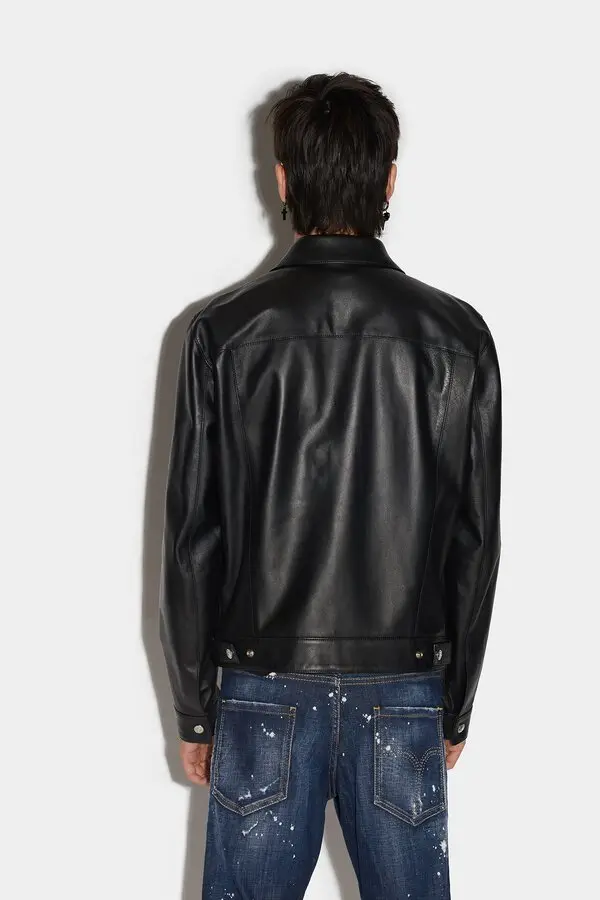 Dsquared2 Leather Dan Jean Jacket