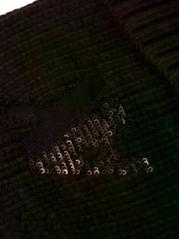 Armani Exchange Sequin-logo Ribbed-knit Beanie Hat