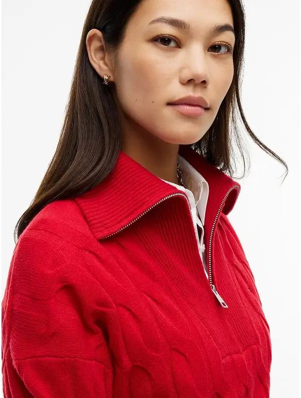 Tommy Hilfiger Cable Knit Quarter-zip Sweater