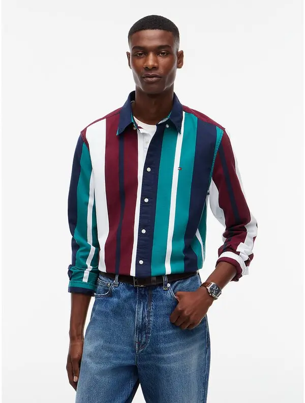 Tommy Hilfiger Regular Fit Mixed-stripe Oxford Shirt - Multi