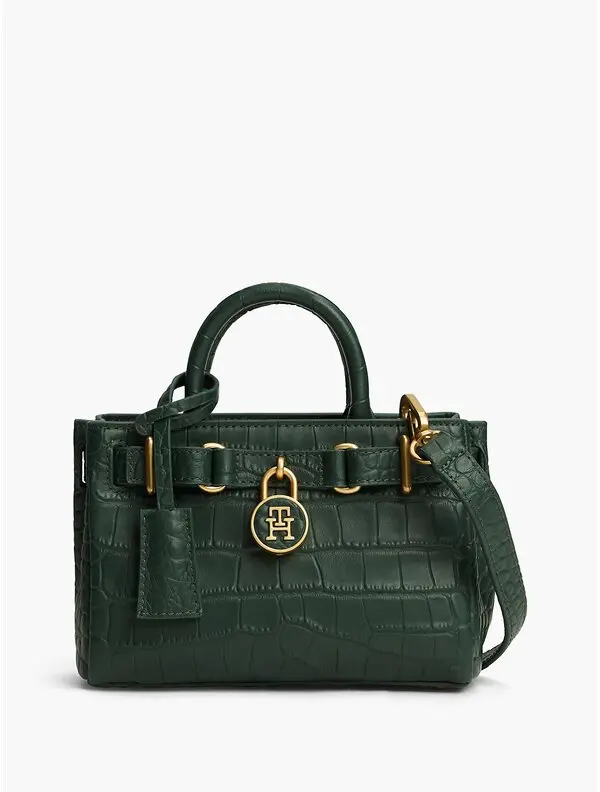 Tommy Hilfiger Croc-embossed Leather Micro Tote Bag