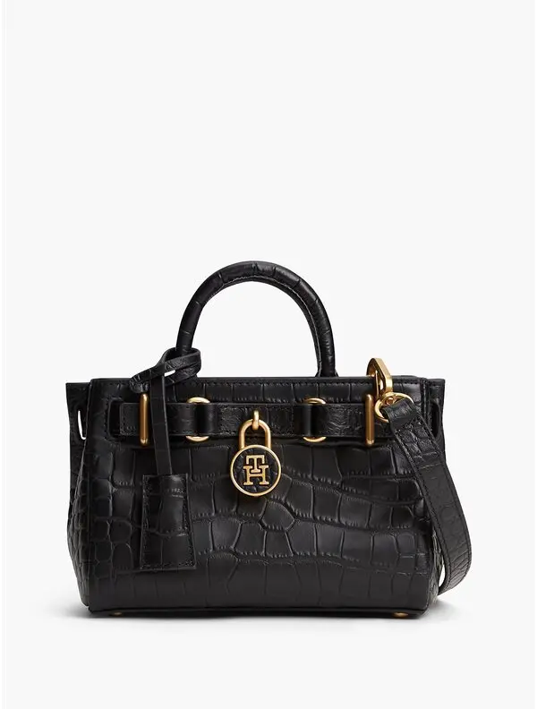 Tommy Hilfiger Croc-embossed Leather Micro Tote Bag