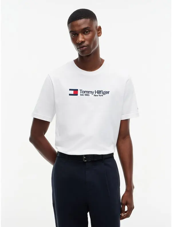 Tommy Hilfiger Embroidered Flag & Logo T-shirt - White
