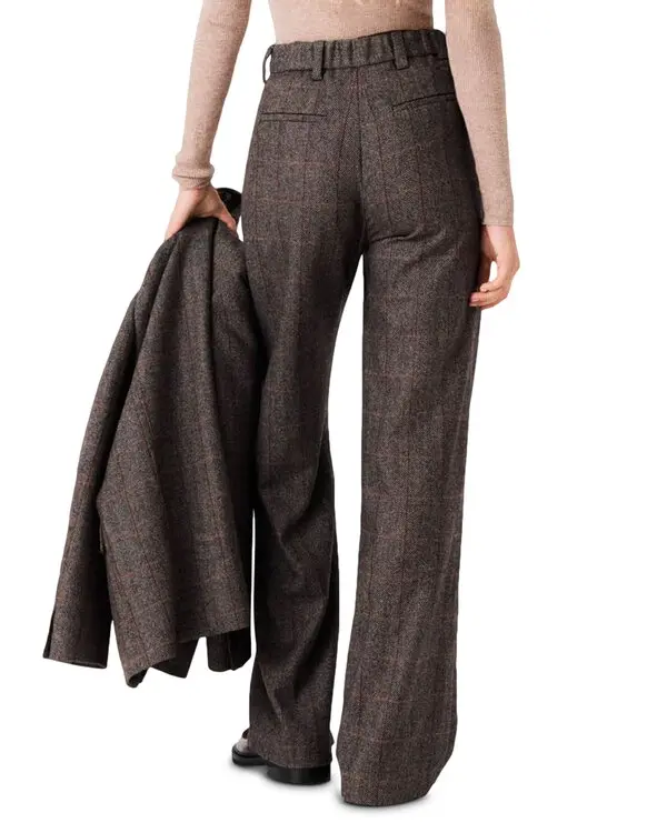 Maje Mixed Print Wool Blend Pants