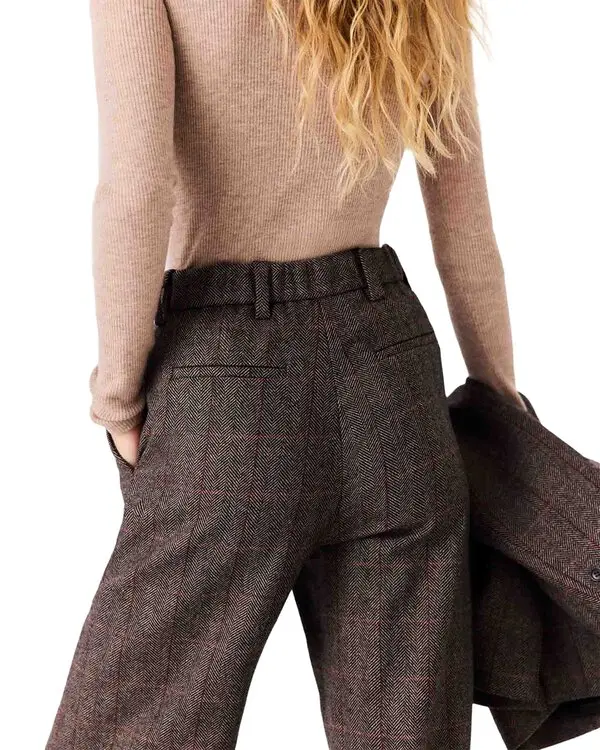 Maje Mixed Print Wool Blend Pants