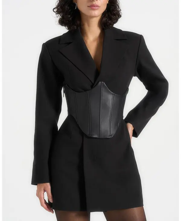Manière De Voir Lacey Blazer Dress With Reversible Corset