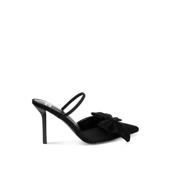 RAG & CO Sanlina Bow Accent Stiletto Heel Sandals In By - Black