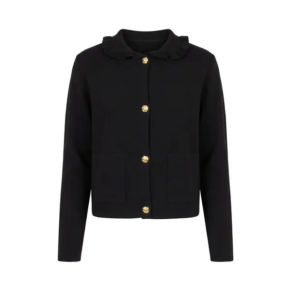 YUMI Knitted Frill Collar Jacket