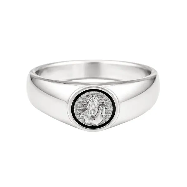 OUTRAGE LONDON Zeus God Signet Ring - Silver