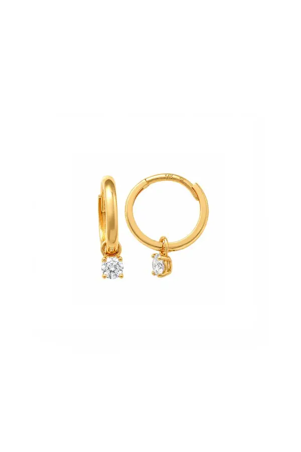MONARCH Solid Round Diamond Drop Huggie Earrings