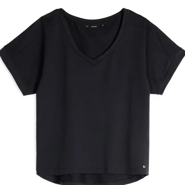 WEARTWO LONDON Athena V-neck, Short Sleeve Top, Charcoal