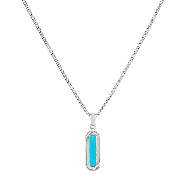 OUTRAGE LONDON Turquoise Stone Necklace Pendant - Silver