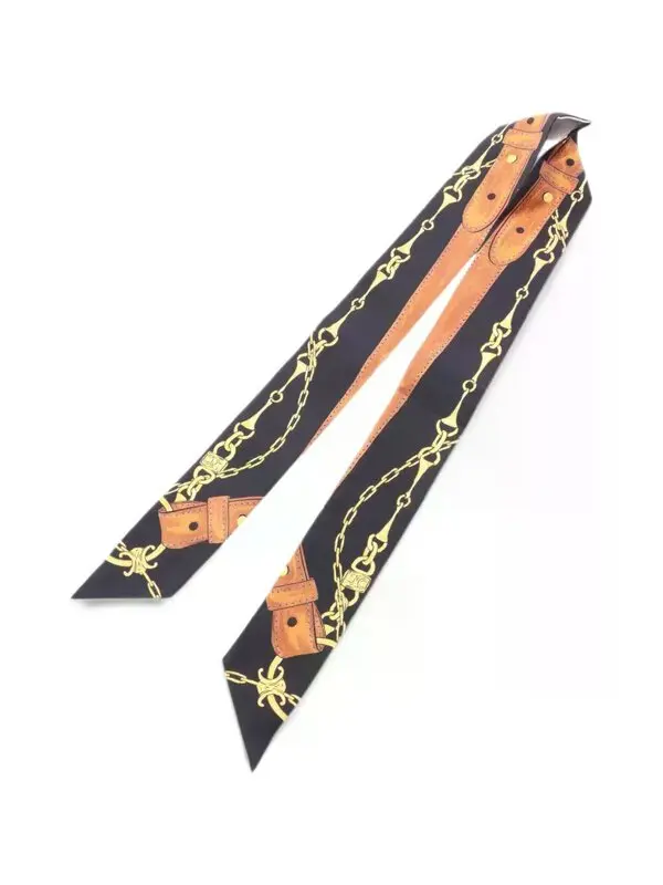 Celine 2010s Triomphe Silk Scarf - Black
