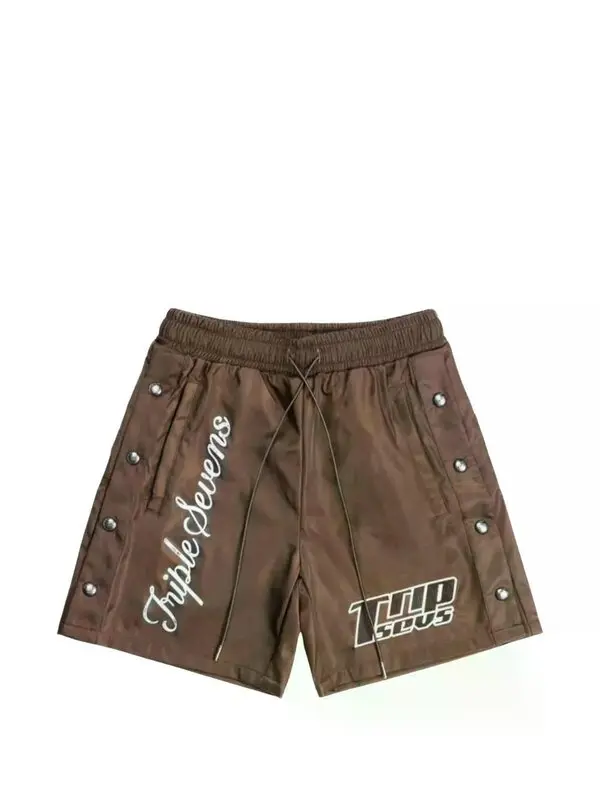 TRIPLE SEVENS Button-up Logo-print Shorts