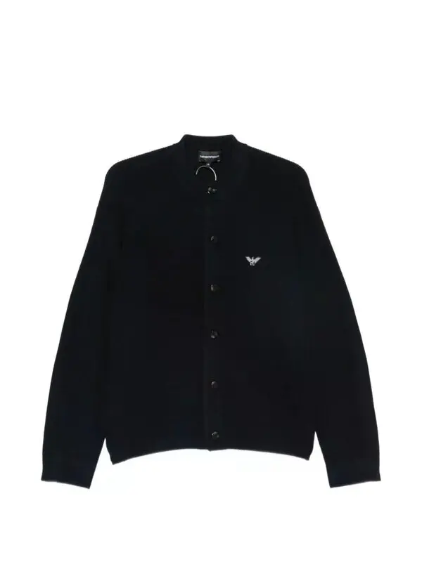 Emporio Armani Logo-patch Ribbed-knit Cardigan