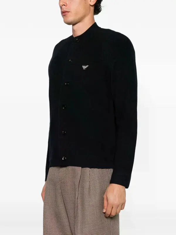 Emporio Armani Logo-patch Ribbed-knit Cardigan
