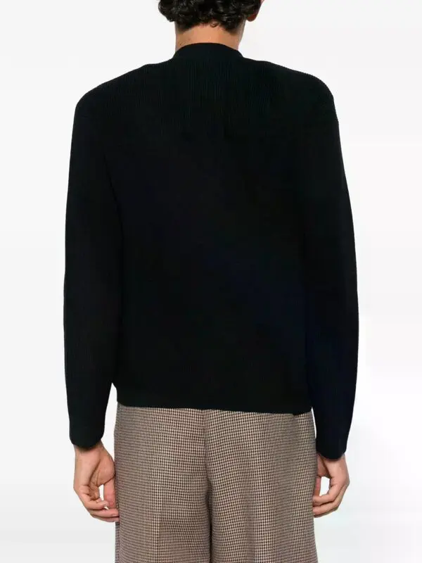 Emporio Armani Logo-patch Ribbed-knit Cardigan