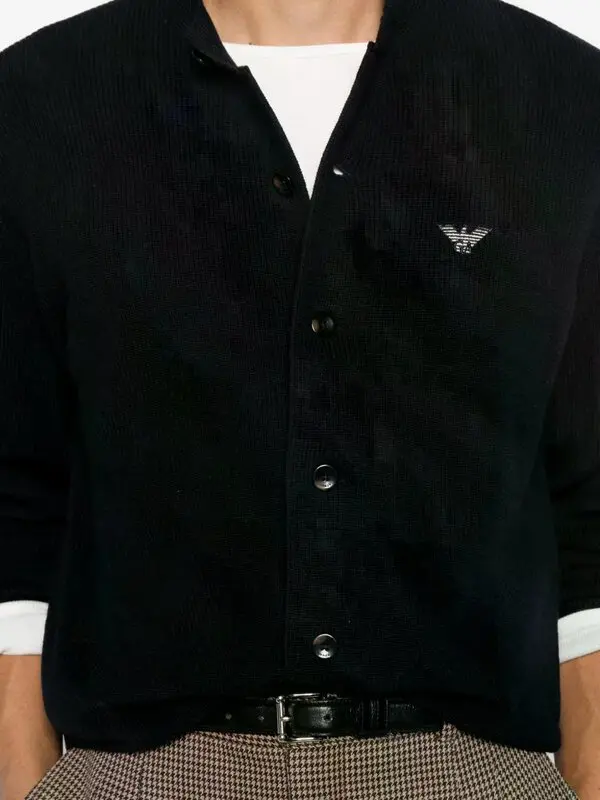 Emporio Armani Logo-patch Ribbed-knit Cardigan