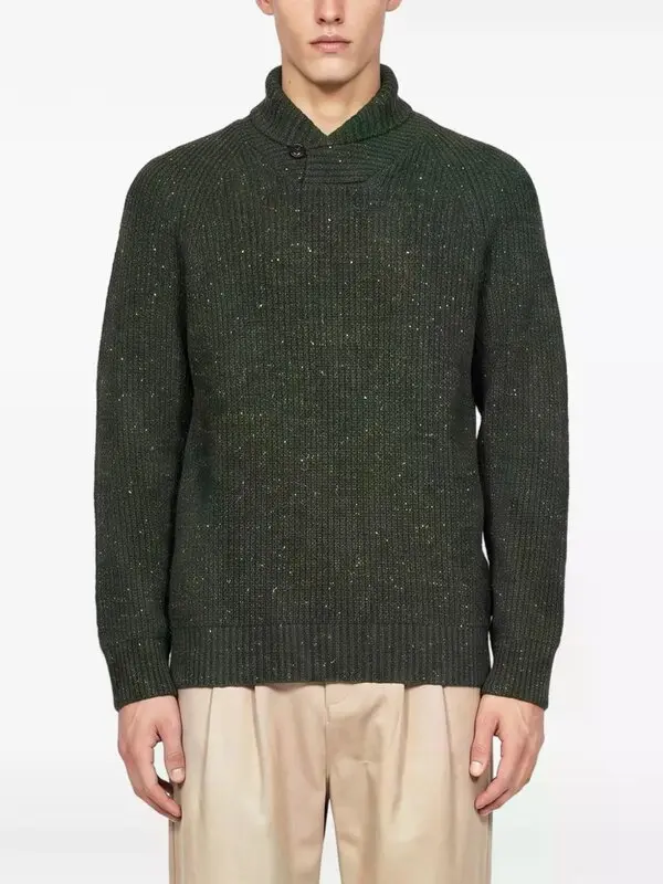 Barbour Essentials Fleck Wool Shawl-neck Jumper