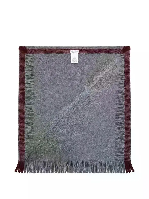Brunello Cucinelli Fringed Contrast-trim Scarf - Grey