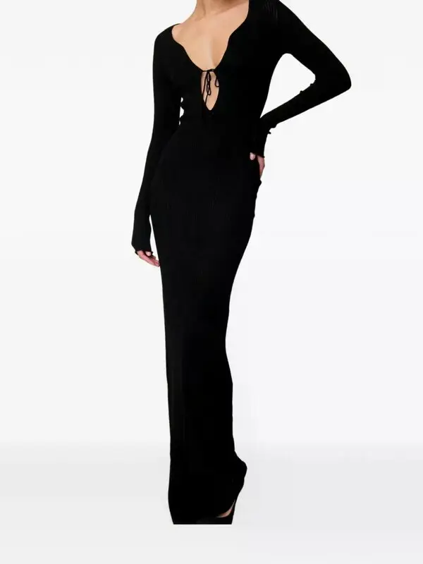 Kiki De Montparnasse Ribbed-knit V-neck Maxi Dress