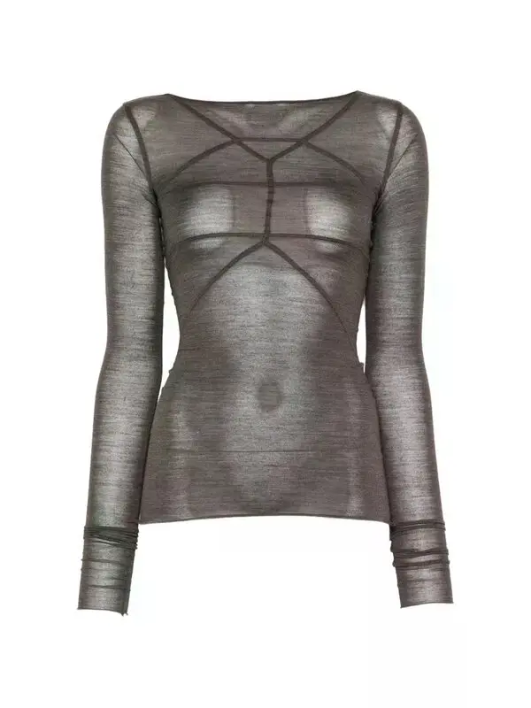 Rick Owens Sheer Panelled Top - Brown