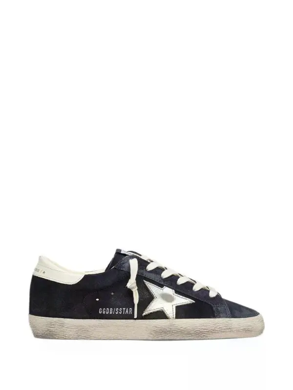 GOLDEN GOOSE Super-star In Navy Suede With Silver Star Sneakers - Blue