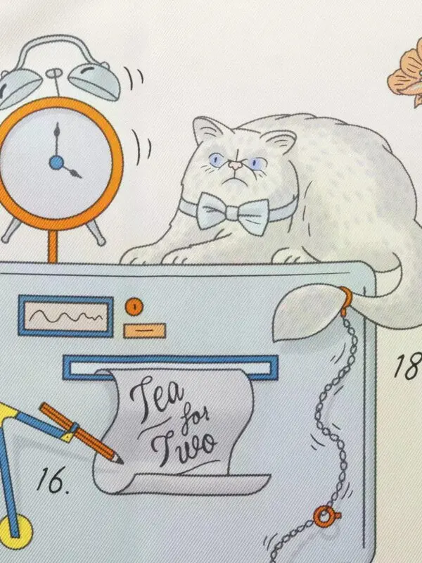 Hermès 2020s Tea For Two Silk Scarf - White