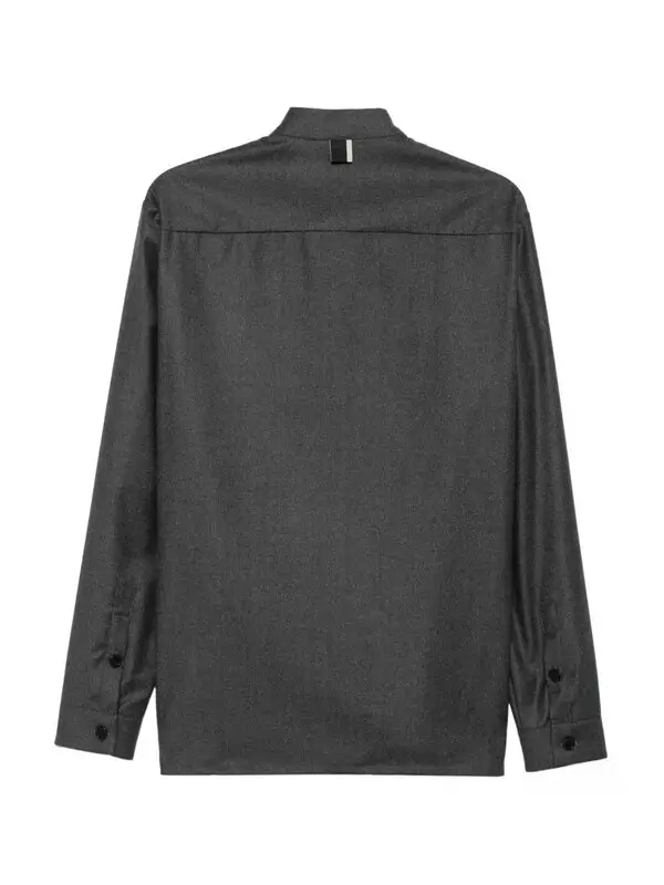 LOW BRAND Band-collar Chest-pocket Shirt
