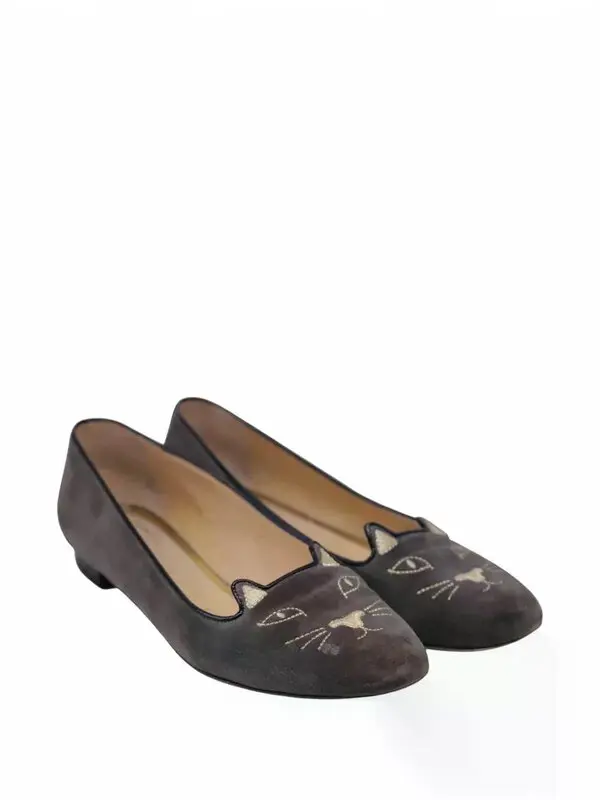CHARLOTTE OLYMPIA Kitty Embroidered Ballet Flats