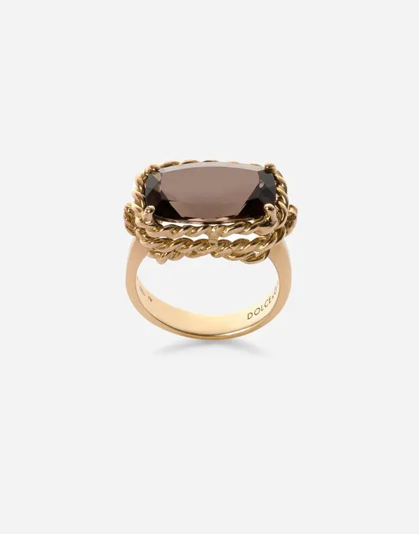 Dolce & Gabbana Anna Ring In Yellow 18kt With Smoky Quartz