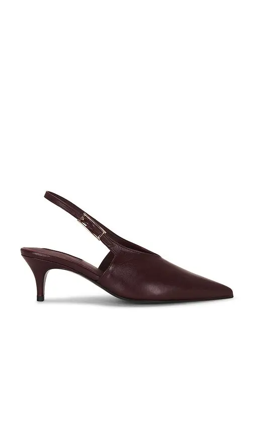 ANINE BING Nelly Buckle Slingback Pump In Brown - Fig