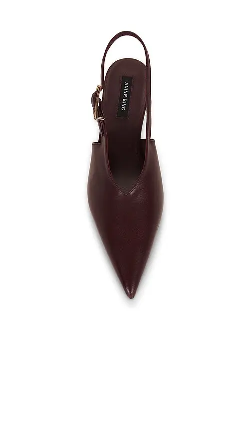 ANINE BING Nelly Buckle Slingback Pump In Brown