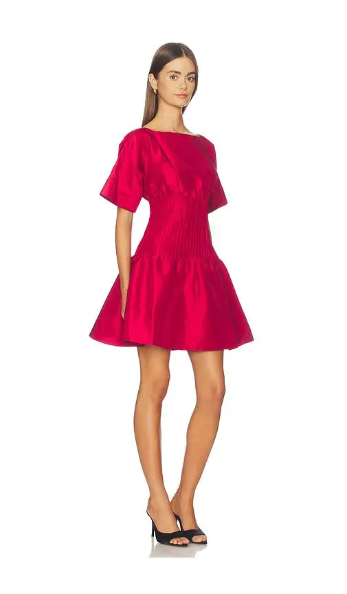 Simkhai Tali Short Sleeve Mini Dress In Red