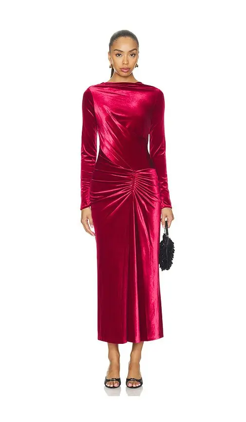 Simkhai Ferrera Long Sleeve Dress In Red - Lipstick