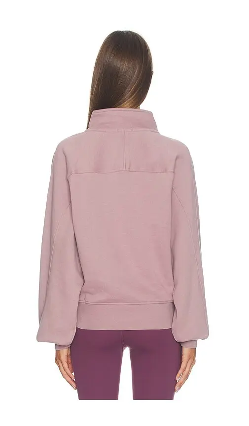 ADANOLA Balloon Sleeve Henley Sweatshirt In Mauve