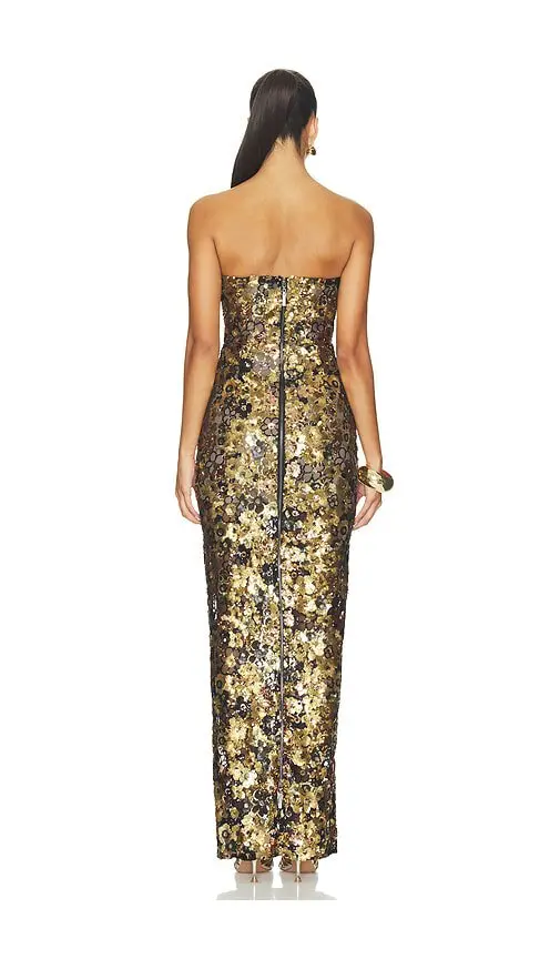 BRONX BANCO Farah Maxi Dress In Metallic Gold