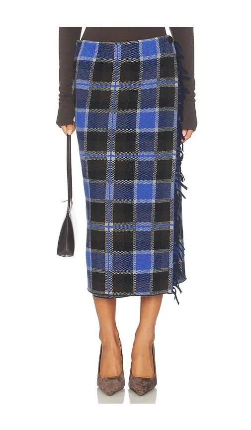 Guest In Residence Tartan Wrap Skirt In Blue