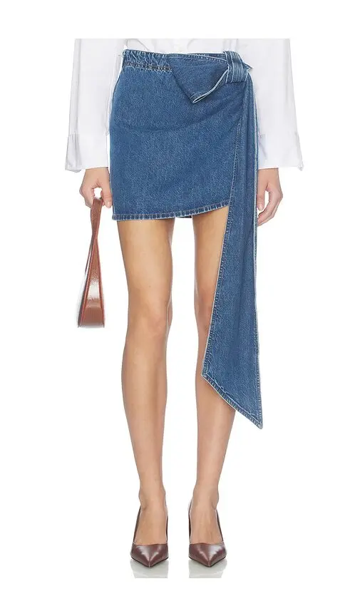 Closed Draped Mini Skirt In Denim-medium - Mid Blue