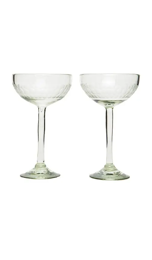 VERVE CULTURE Coupe Glasses Set Of 2 In Green