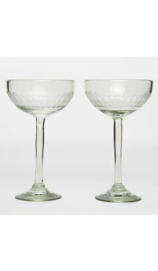 VERVE CULTURE Coupe Glasses Set Of 2 In Green