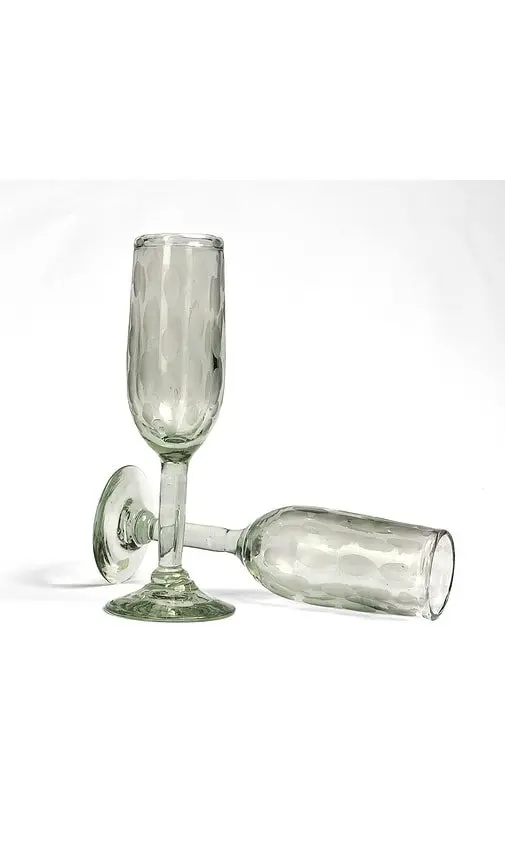 VERVE CULTURE Etched Champagne Set Of 2 In Green