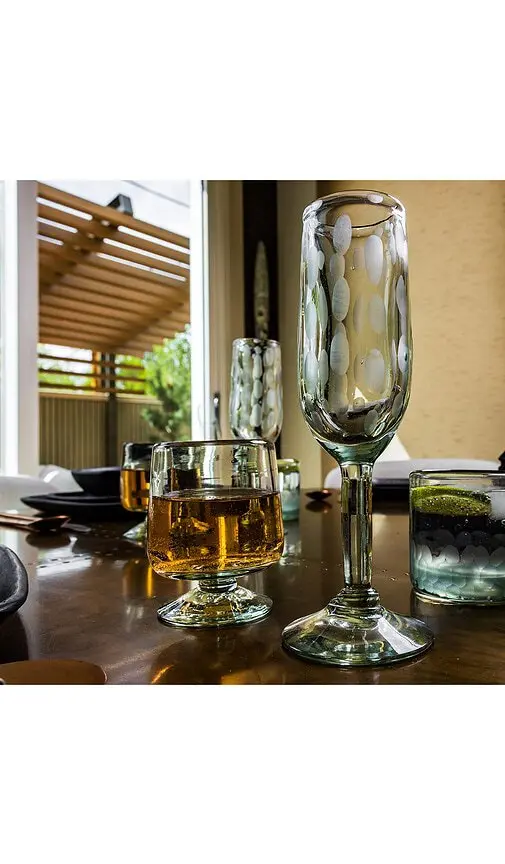 VERVE CULTURE Etched Champagne Set Of 2 In Green