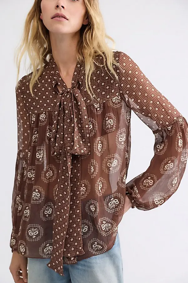 Anna Sui Silk Tie Blouse