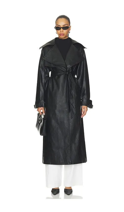 Superdown Astra Faux Leather Trench
