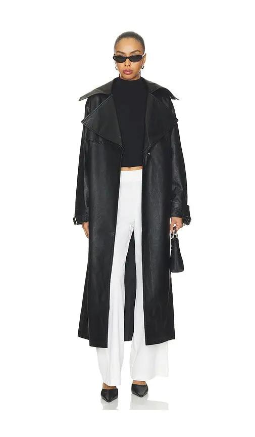 Superdown Astra Faux Leather Trench