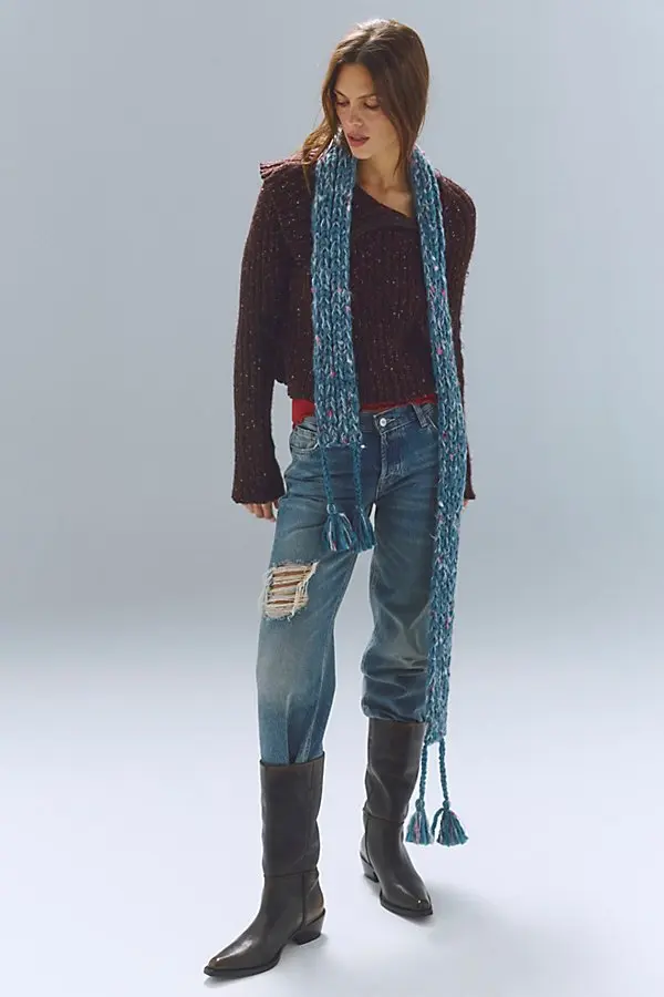 Free People Sugar Frost Skinny Scarf - Denim