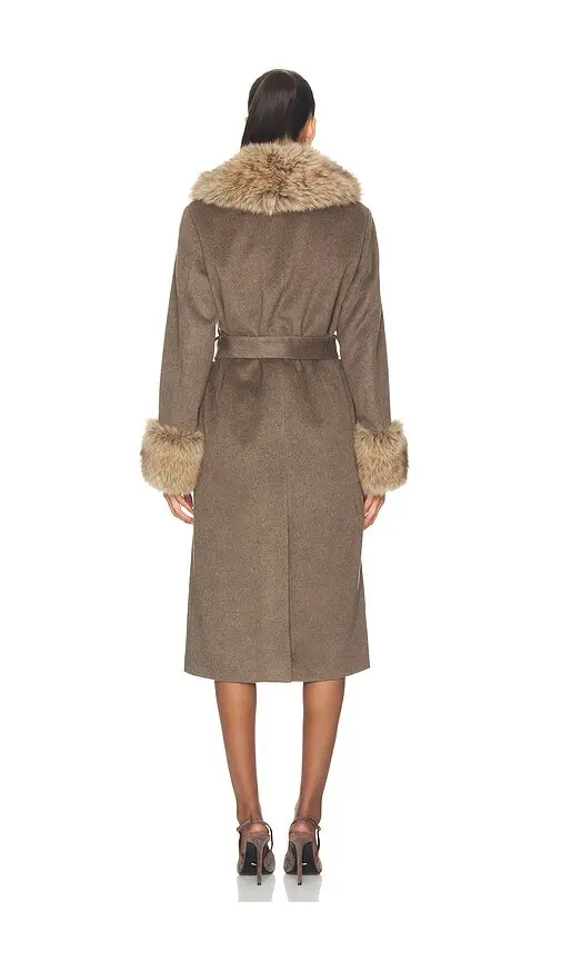 Simkhai Kinsley Belted Long Coat In Chocolate