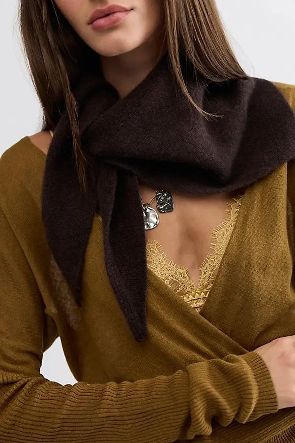Free People Cashmere Triangle Scarf - Coffee